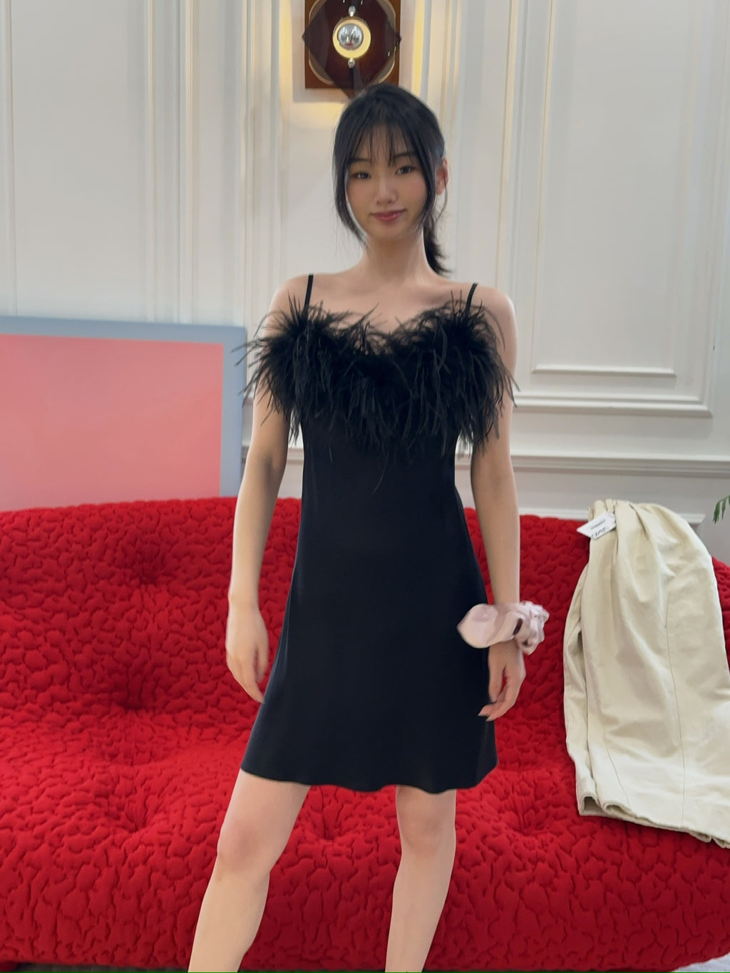 SLEEPER - BOHEME MINI DRESS WITH FEATHERS in BLACK – A'FAVOR SYDNEY